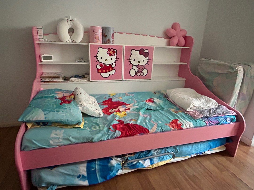 Hello Kitty Girl Bedframe, Furniture & Home Living, Furniture, Bed Frames & Mattresses on Carousell