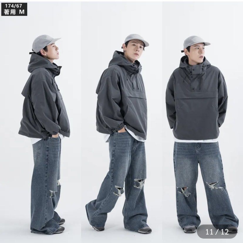JKS 3M Scotchgard™ Teflon® Half-Zip Pullover 防潑水 套頭風衣 淺灰 深灰, 他的時尚, 上衣與 ...