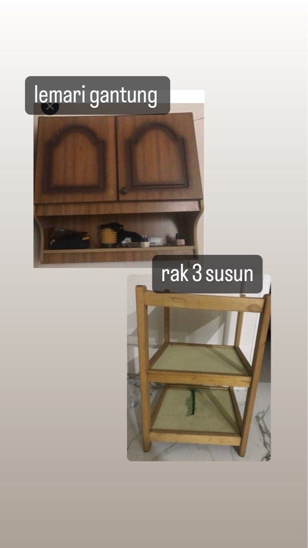 lemari gantung & rak susun kayu, Perabotan Rumah di Carousell
