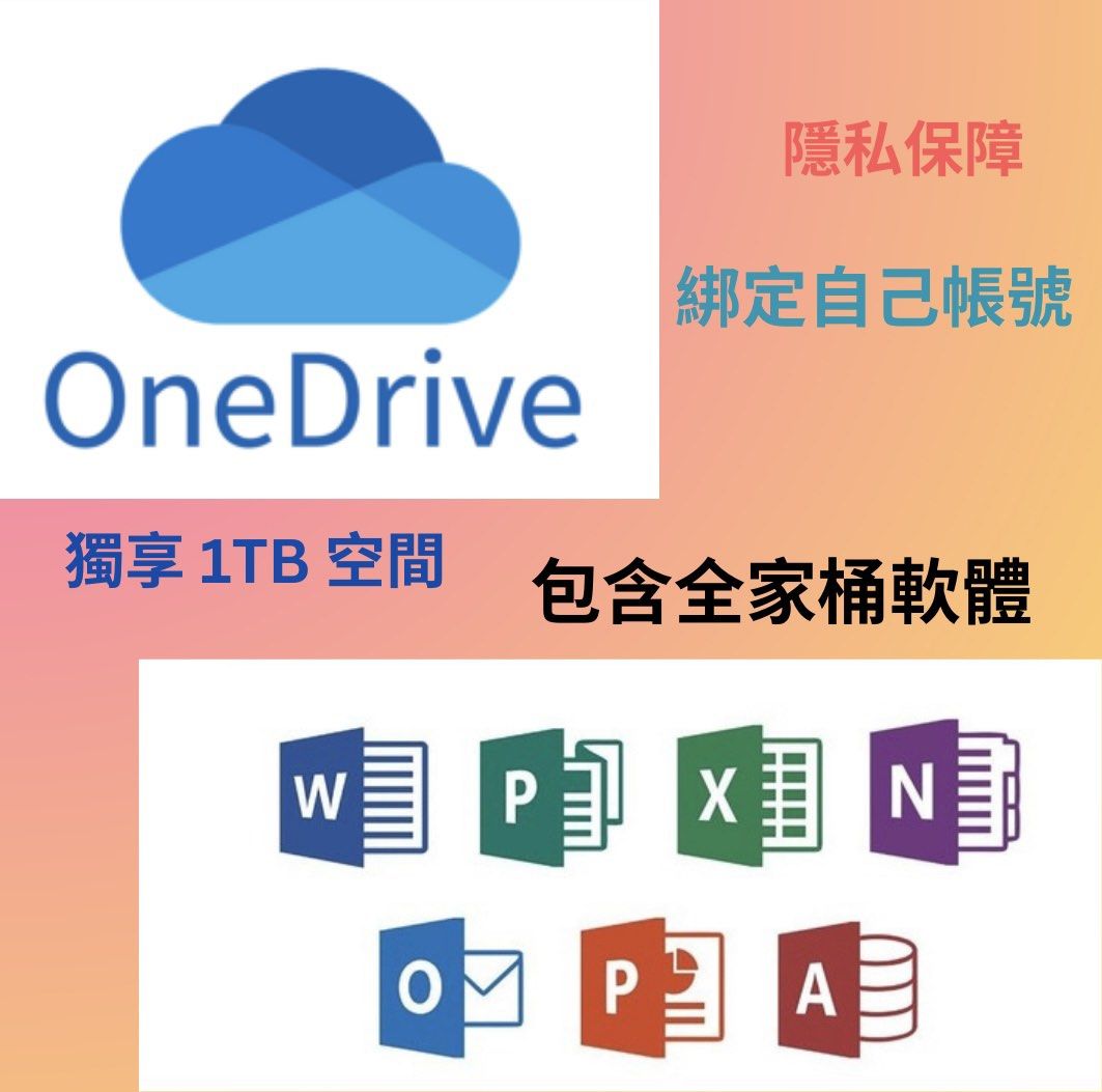 OneDrive 個人版：擴容1T，附帶 Office 365 全家桶，安全穩定，綁定個人賬號！onedrive 微軟, 工作, 兼職, 客服在旋轉拍賣