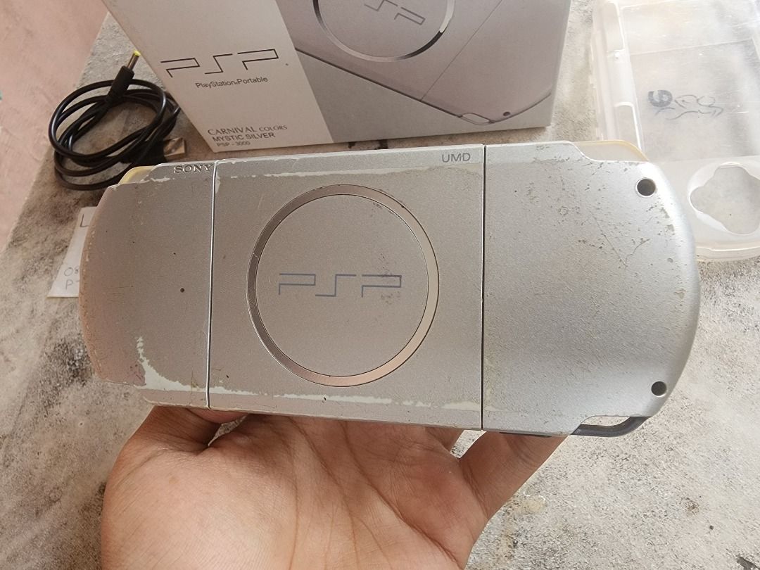 Playstation Portable PSP Slim 3000 Mystic Silver 8GB Fullset Case ...