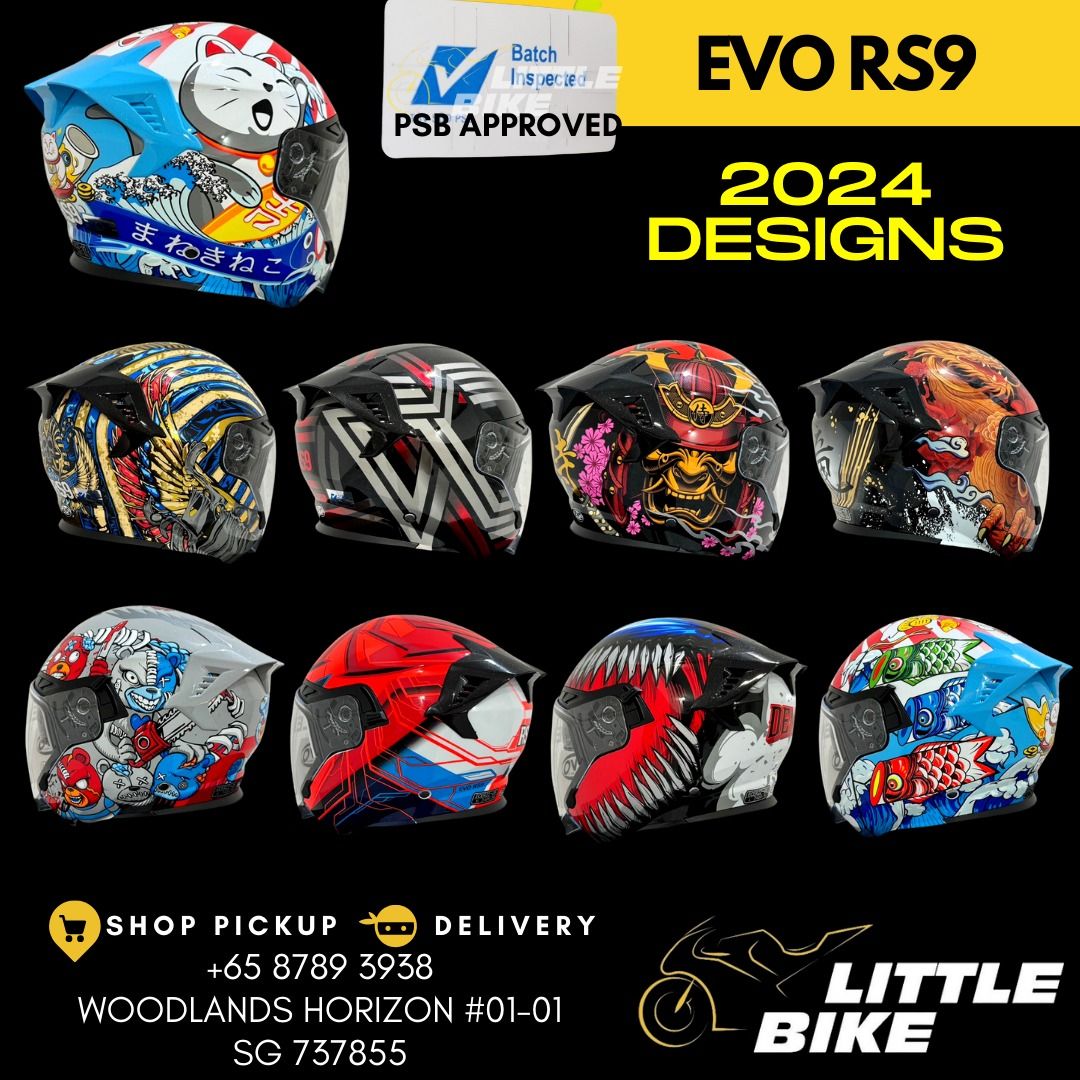 PSB APPROVED EVO RS9 2024 Designs open face motorcycle helmet with sun ...