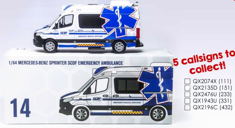 SCDF Ambulance Mercedes Sprinter Scale 1/64, Hobbies & Toys, Toys ...