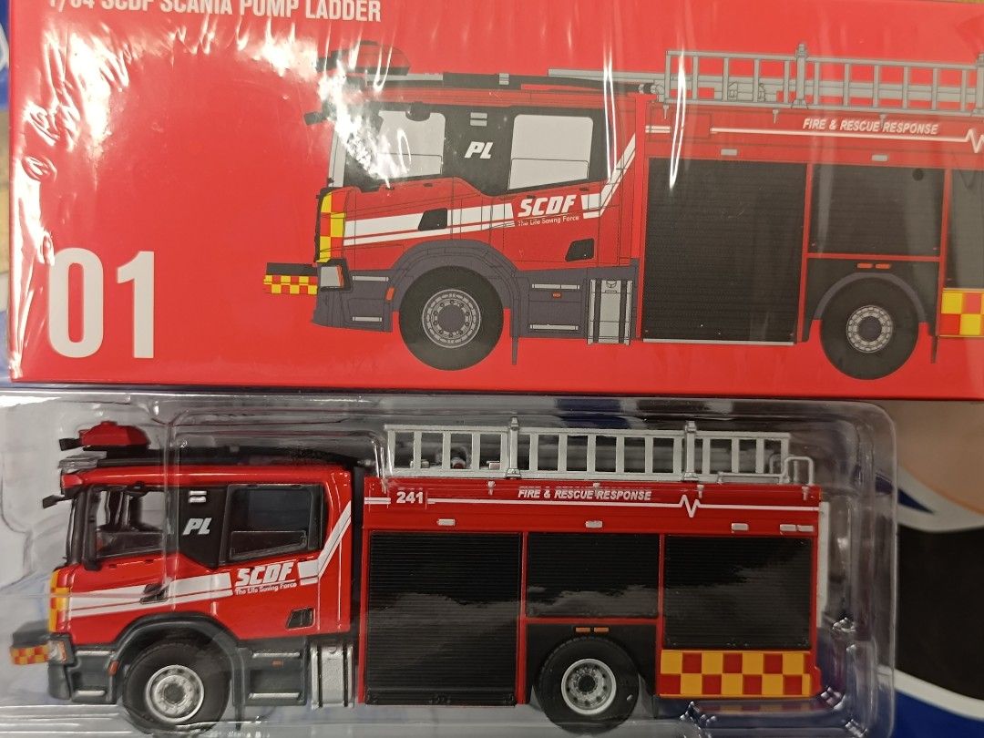 Scania SCDF Fire Engine / Fire Pump Ladder Scale 1/64, Hobbies & Toys ...
