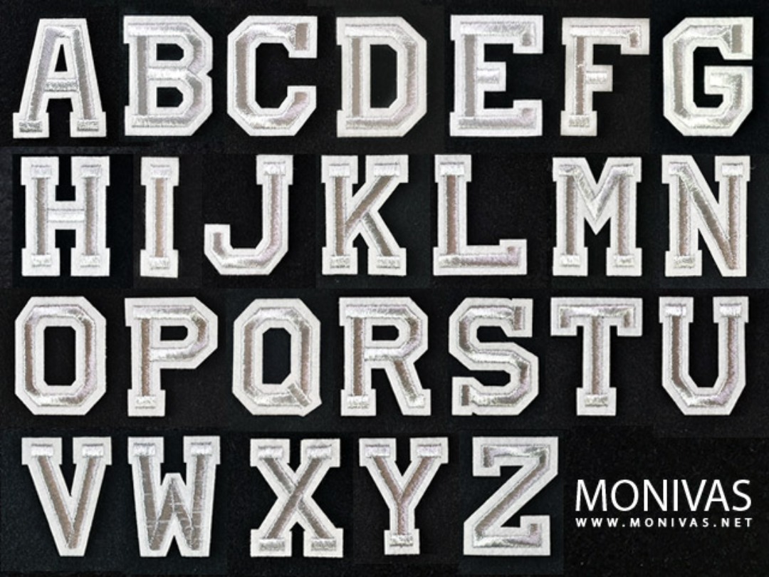 Silver Alphabet Badge Iron On Patch DIY Initial Letters Decorations ...