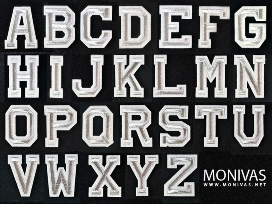 Silver Alphabet Badge Iron On Patch DIY Initial Letters Decorations ...