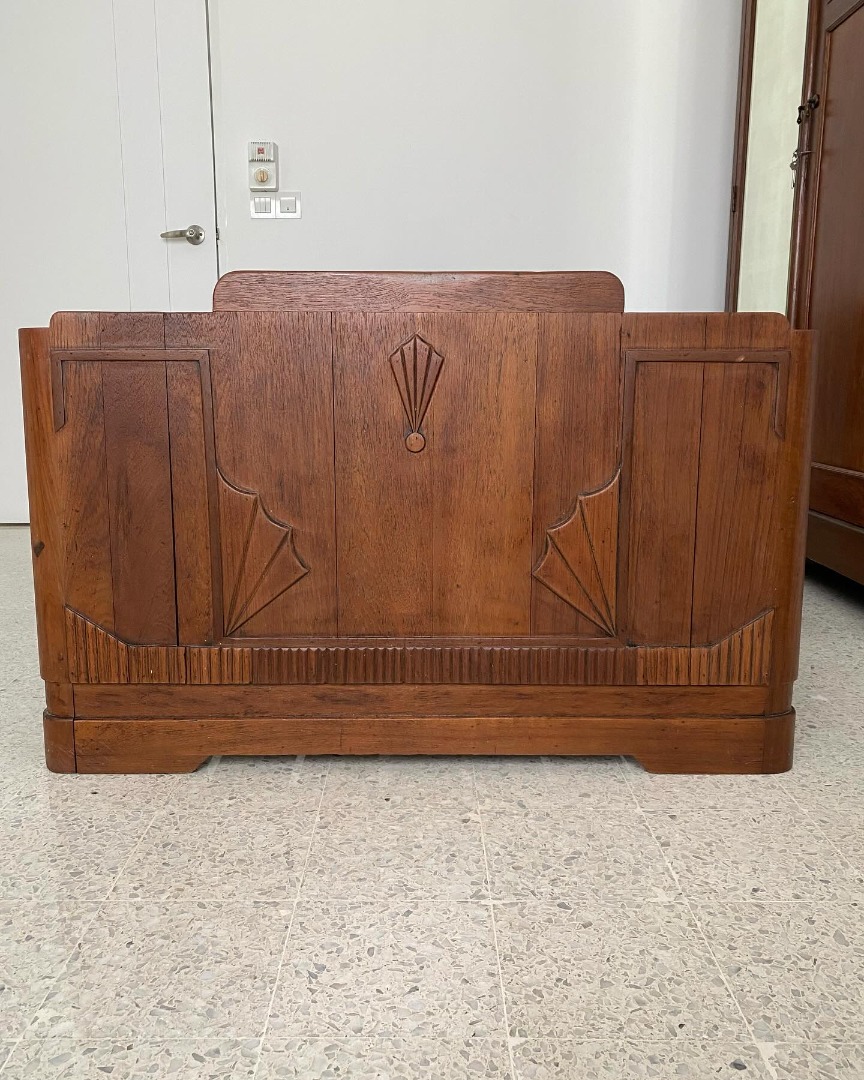 RESTORED Vintage Art Deco Burmese TEAK Wood Bed Katil Kayu Jati Antik ...