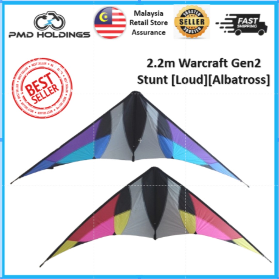 2.2m Warcraft Gen2 Stunt Kite [Loud][Albatross], Sports Equipment ...