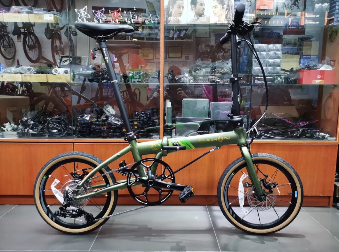 2024 綠金色 訂制版 頭柱內摺版馬甲線款 DAHON K3 PLUS 9速 16吋 349 碟剎 鋁合金 折叠車 送水架前後蛙燈叮叮, 運動產品, 單車及配件, 單車 - Carousell