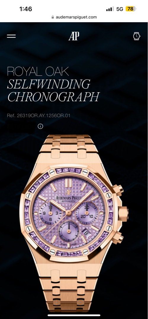 Audemars Piguet Amethyst Royal oak 26319or, Luxury, Watches on Carousell