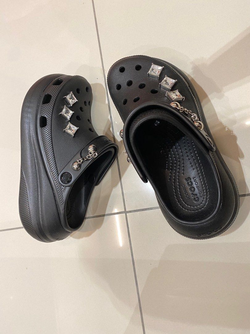 (Brand new) Crocs classic crush clog with diamond jibbitz, Women's ...