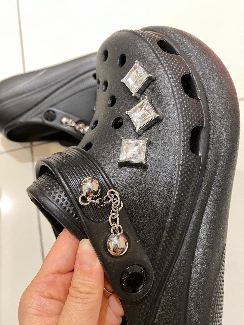 (Brand new) Crocs classic crush clog with diamond jibbitz, Women's ...