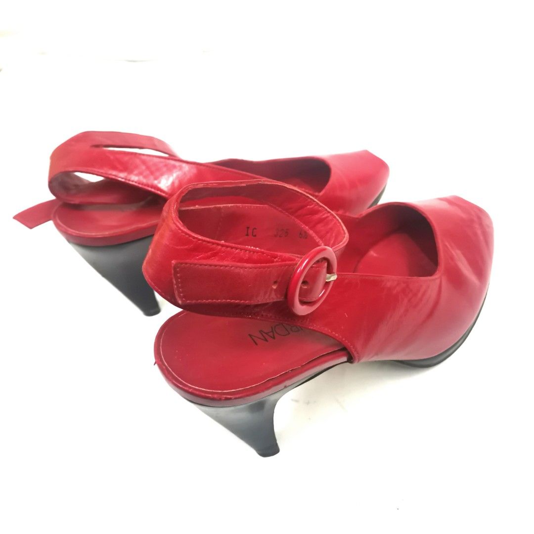 Charles Jordan Paris Red Leather Open Toe Sling Back Shoes us6.5, Women ...