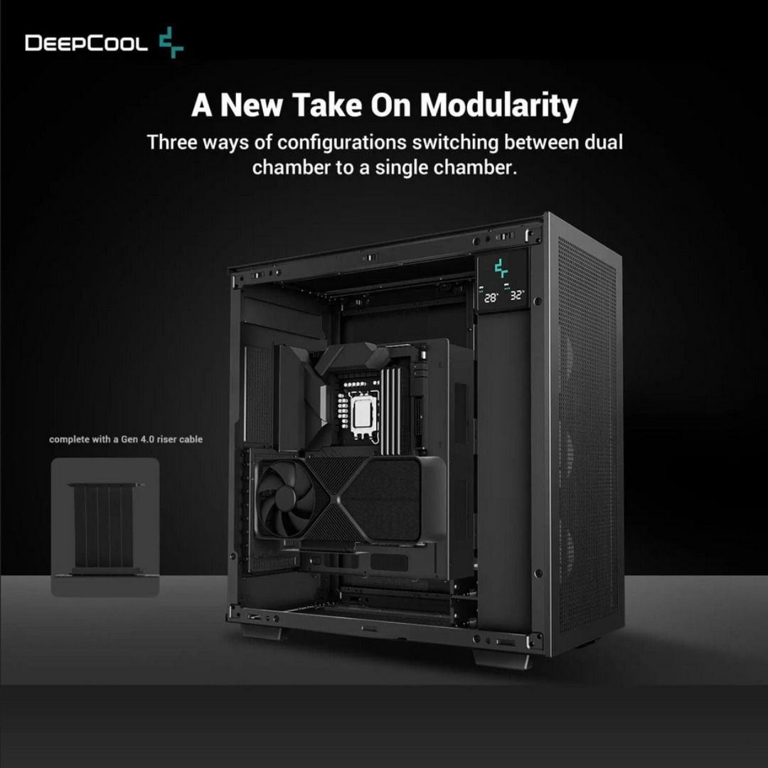 DeepCool MORPHEUS EATX Dual Chamber Full Tower Dual Status Display ...