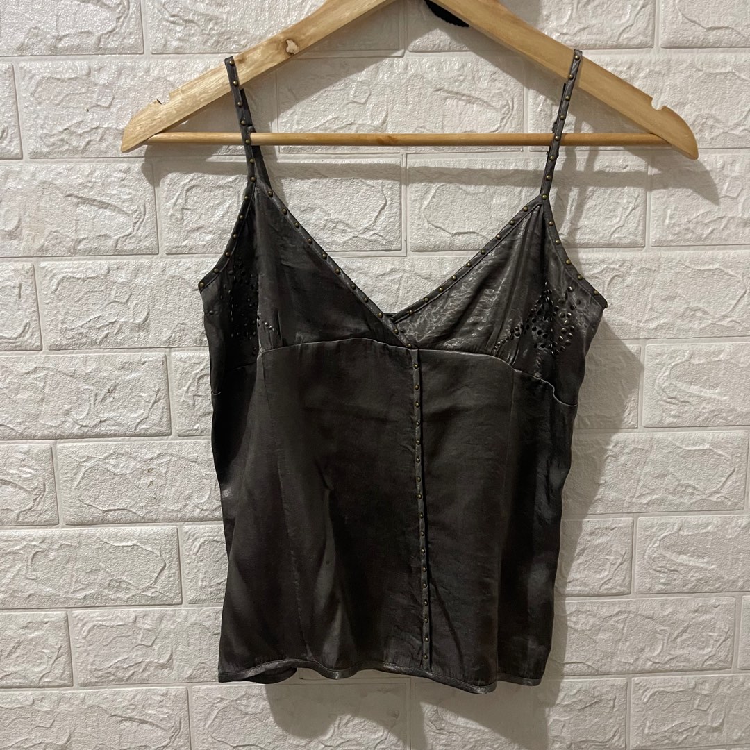 Faux Leather Studded Cami Top, Women's Fashion, Tops, Sleeveless on ...