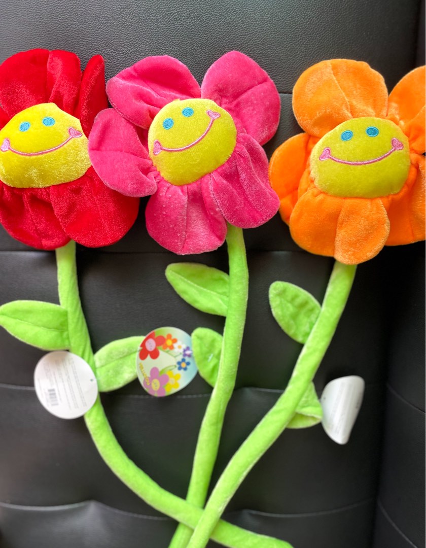 Flower With Smiley Plush, Hobbies & Toys, Toys & Games on Carousell