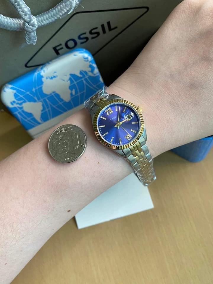 FOSSIL MINI MICRO SCARLETTE TWO TONE BLUE DIAL AUTHENTIC WATCH, Women's ...