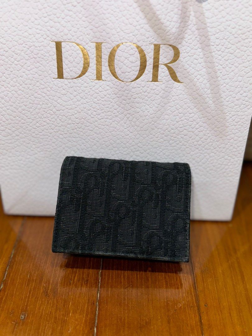 [Full Set] Dior Business Card Holder (Black Oblique Jacquard) , Luxury ...