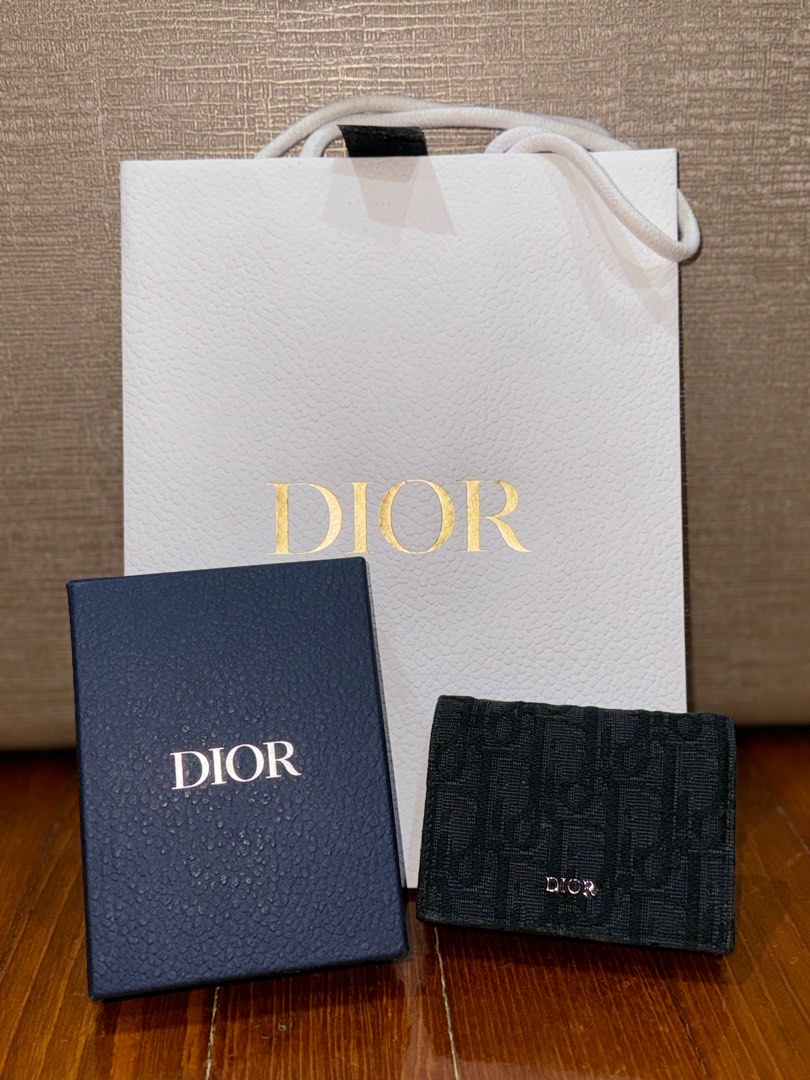 [Full Set] Dior Business Card Holder (Black Oblique Jacquard) , Luxury ...