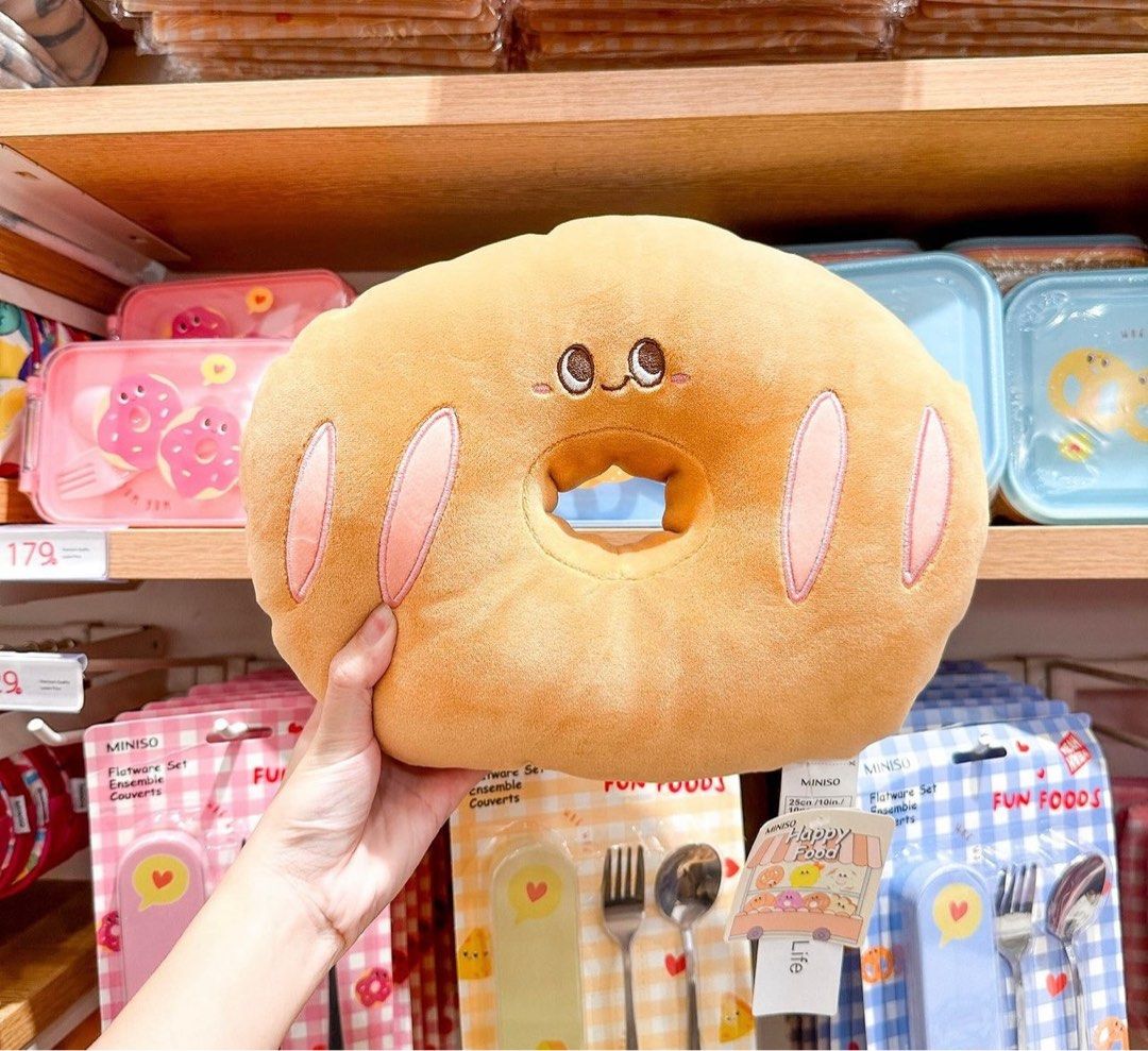 Happy Foods Collection Pillow by Miniso (croissant bread toast ...