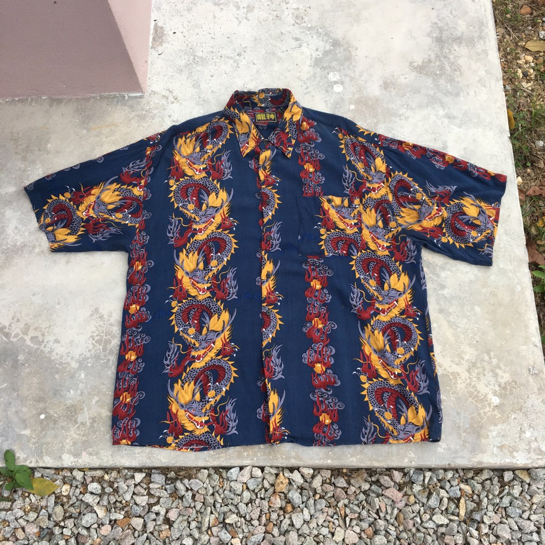 Japanese BILLION BAY Mafia Buttons Up Rayon Shirt, Men's Fashion, Tops ...
