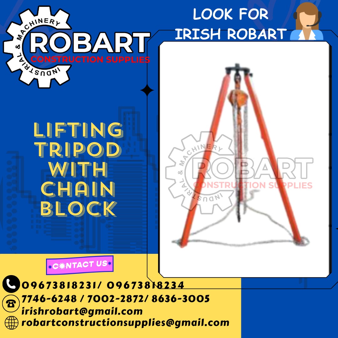 Lifting Tripod with Chain Block, Commercial & Industrial, Construction ...