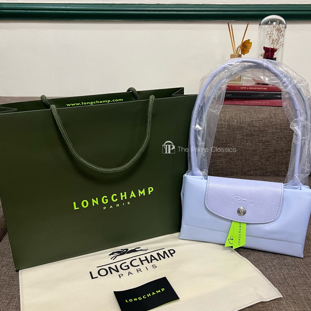 Light Blue Longchamp Le Pliage Green Series Medium Long Handle, Luxury ...