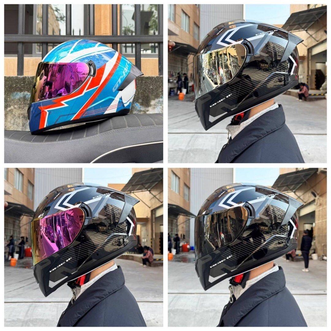 LVS full face motorbike helmet with double visor and DOT certified ...