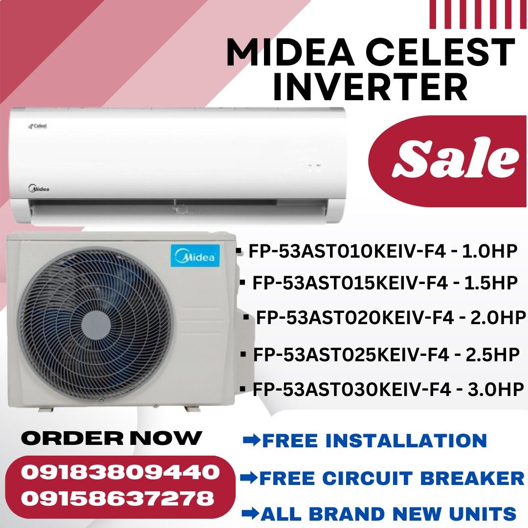 MIDEA CELEST INVERTER SPLIT TYPE AIRCON, TV & Home Appliances, Air ...