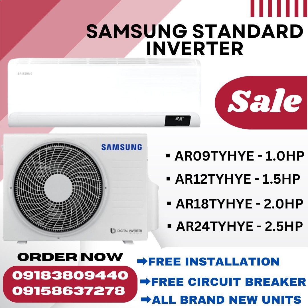 SAMSUNG STANDARD INVERTER SPLIT TYPE AIRCON, TV & Home Appliances, Air ...