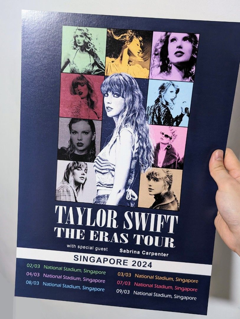 Taylor Swift Eras Tour Singapore 2024 Concert Poster, Hobbies & Toys ...