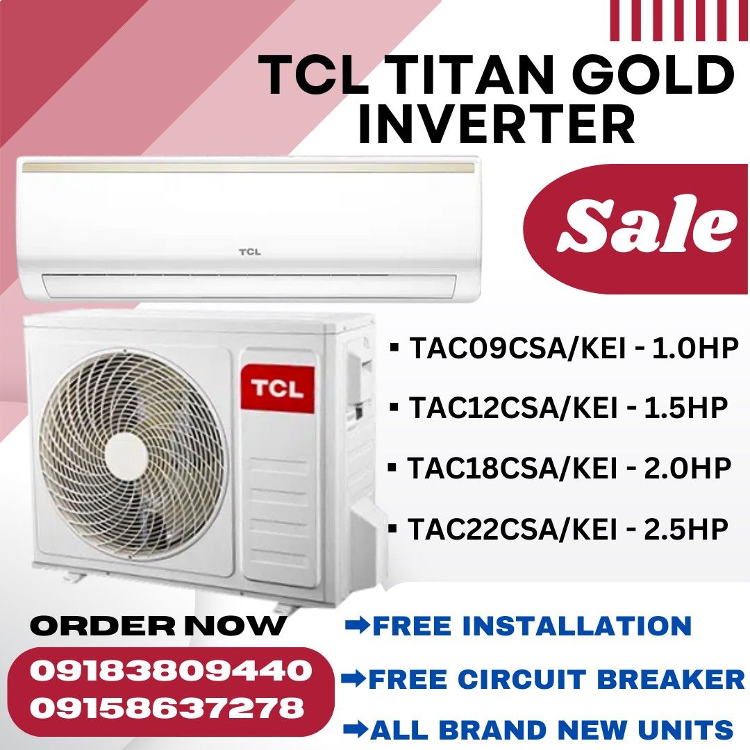 TCL TITAN GOLD INVERTER SPLIT TYPE AIRCON, TV & Home Appliances, Air ...