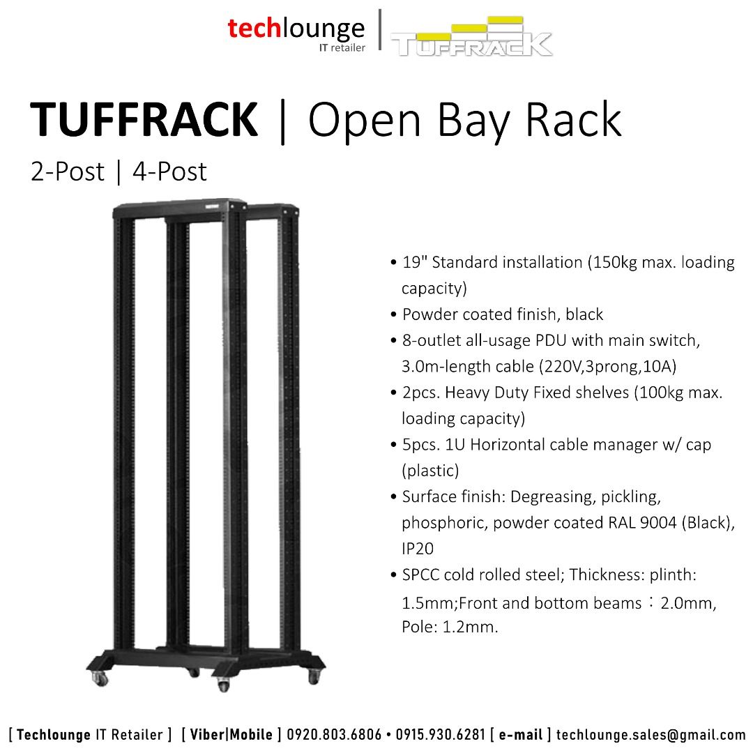 TUFFRACK OPEN BAY RACK - 2-POST, 4-POST, 42U, 150 KGS CAPACITY, POWDER ...