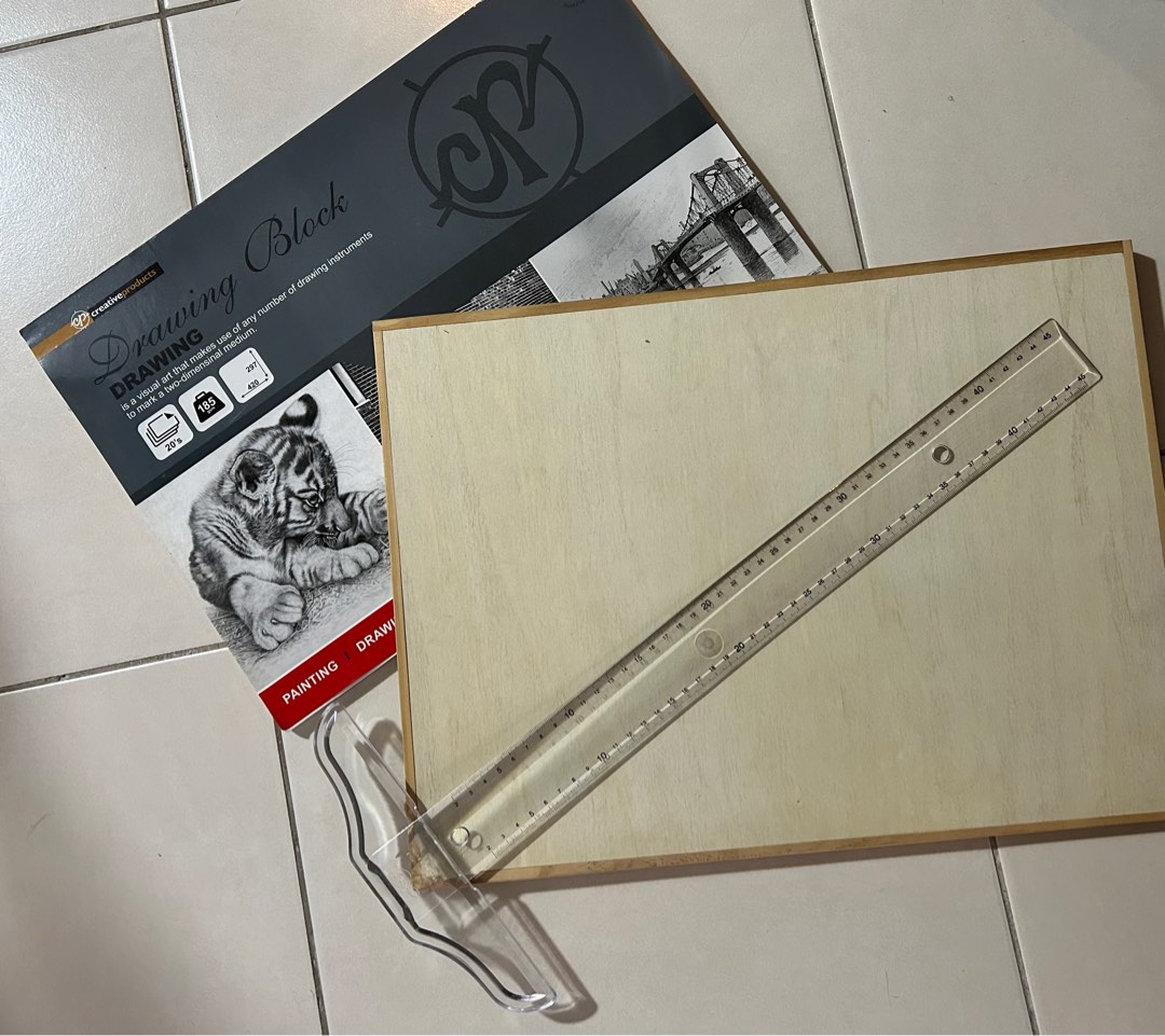 A3 size Drawing Block and Drawing Board with T-shape Ruler, Hobbies ...