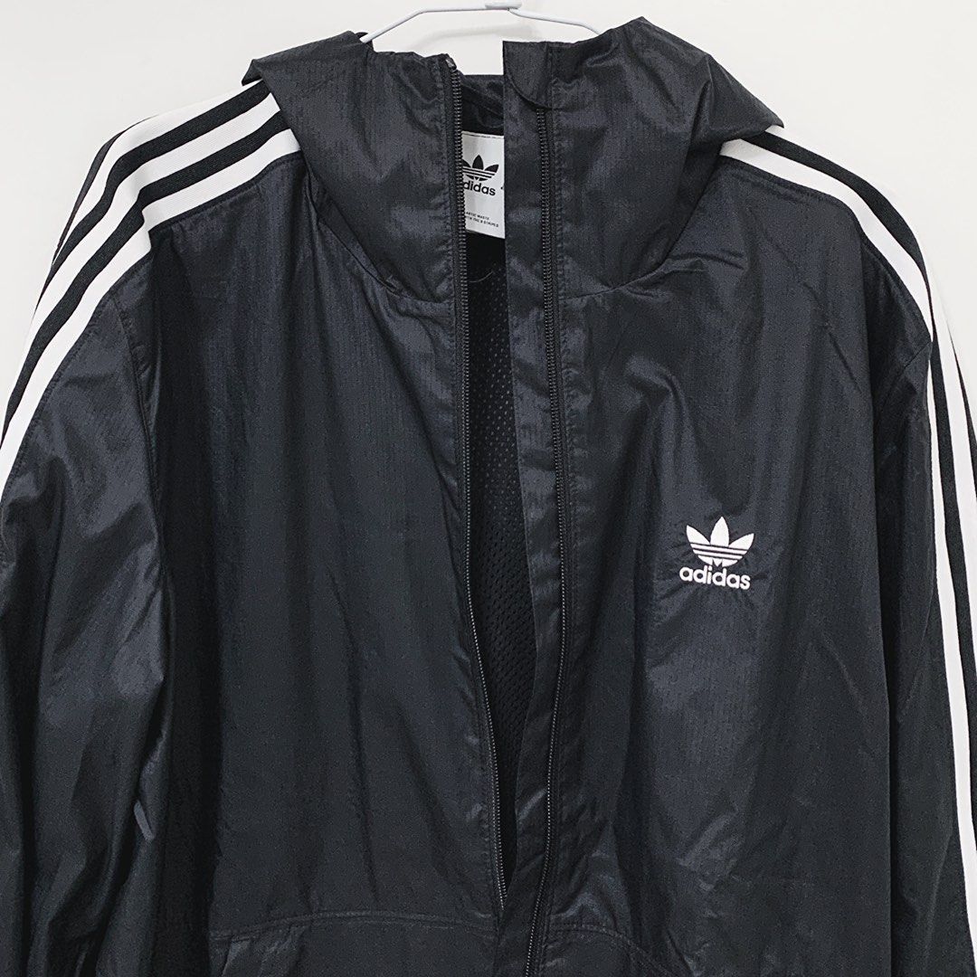 ADIDAS ORIGINALS LOGO ADICOLOR JACKET 防潑水 尼龍 防風 風衣 連帽 休閒 運動 外套 男版 黑色 M號 ...