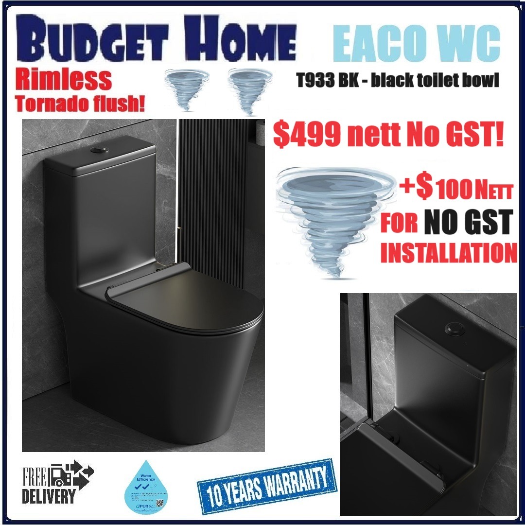 (Climate voucher OK)Black toilet bowl / Eaco T933 MB tornado flush Toilet bowl with installation ...