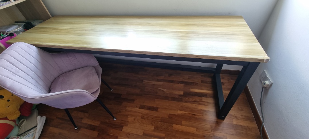Long study table - 2m x 60.5cm x 73cm (h). Used for 2 years. Unique ...
