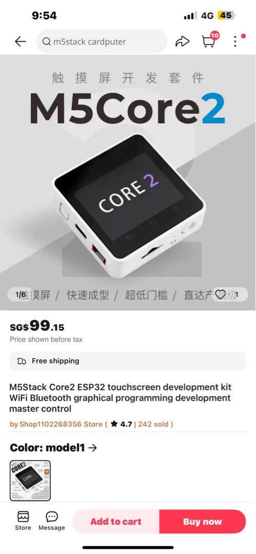 Core2 M5Stack ESP32 touchscreen development kit WiFi Bluetooth graphical programming development ...