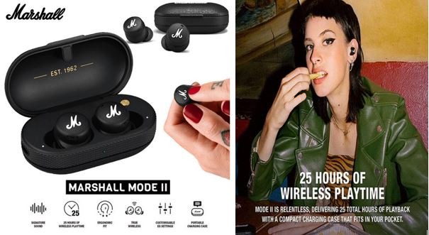 Marshall MODE II Headsets True Wireless Bluetooth Earphones Sports ...