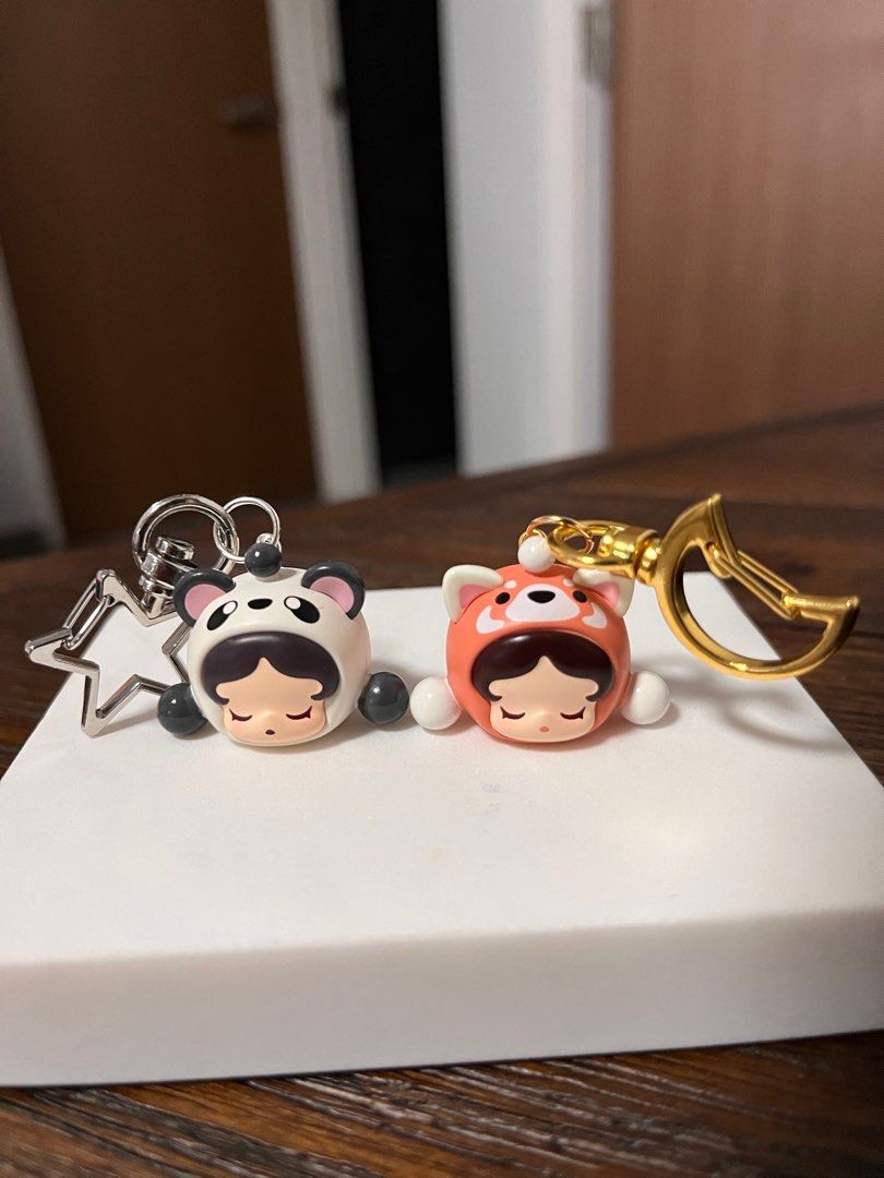 Customised Popmart Popbean Keychains - Skullpanda and Dimoo, Hobbies ...