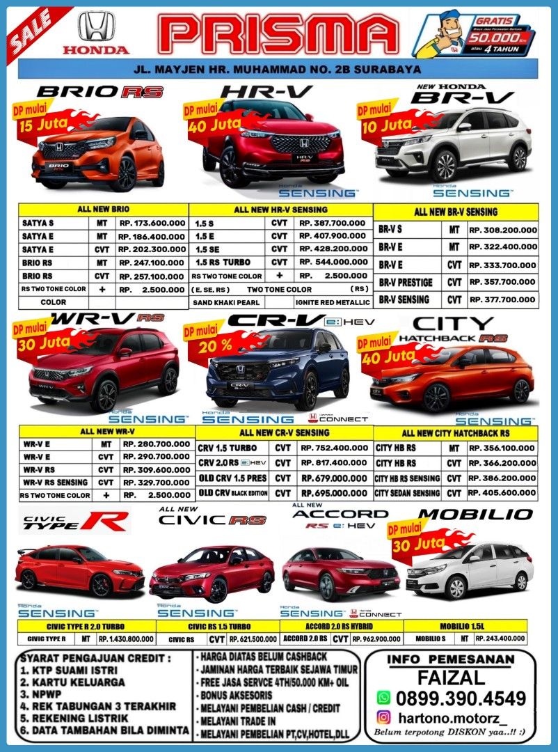 PRICELIST HONDA MOBIL 2024, Mobil & Motor, Mobil untuk Dijual di Carousell