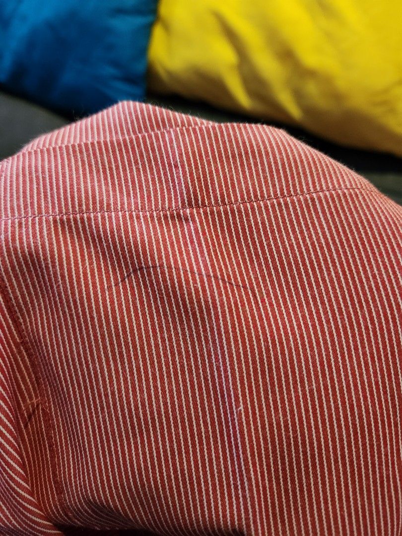 STANLEY ADAMS Red Stripes Shirt, Fesyen Pria, Pakaian , Atasan di Carousell