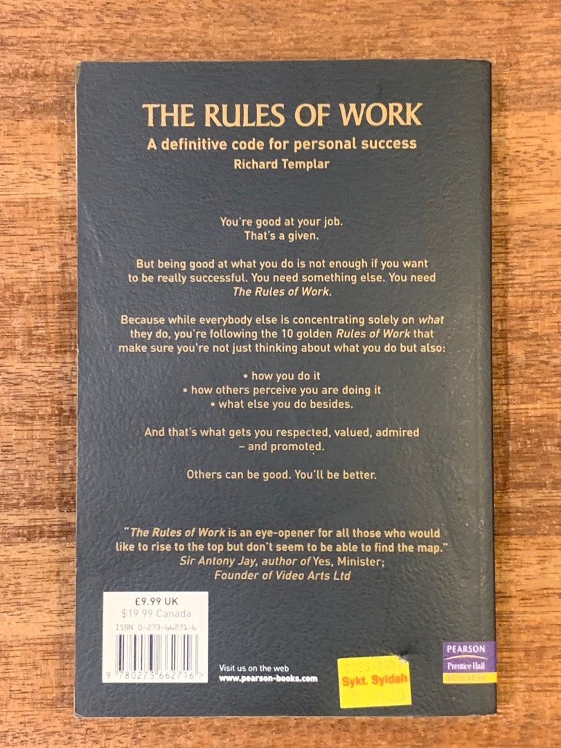 THE RULES OF WORK ; A definitive code for personal success book by ...