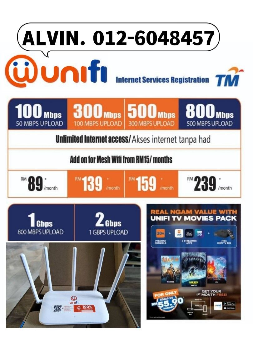 Unifi home modem router package, TV & Home Appliances, Other Home ...