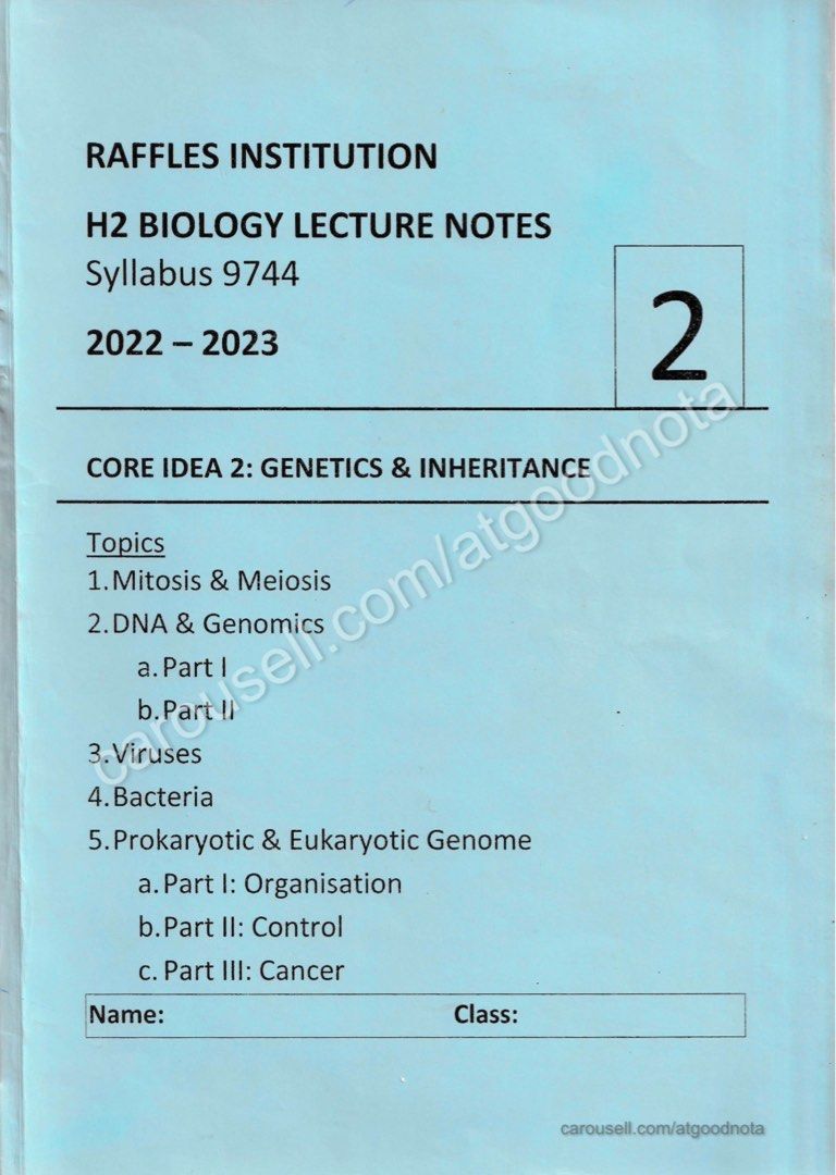 🥇[2025] H2 BIO Biology JC 9744 A Level Package H1 H3 RJC RI Raffles ...