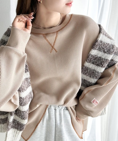 日本時裝品牌Classical elf x JAVA 聯乘 Oversize 2 ways waffle top, 女裝, 上衣, 長袖衫 - Carousell