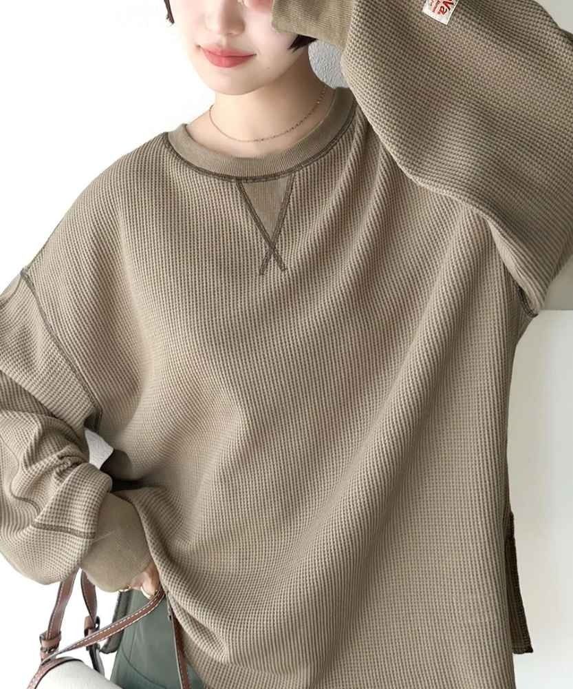日本時裝品牌Classical elf x JAVA 聯乘 Oversize 2 ways waffle top, 女裝, 上衣, 長袖衫 - Carousell