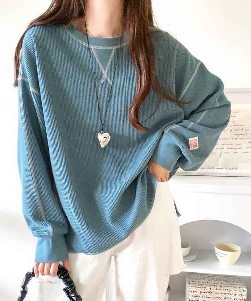 日本時裝品牌Classical elf x JAVA 聯乘 Oversize 2 ways waffle top, 女裝, 上衣, 長袖衫 - Carousell