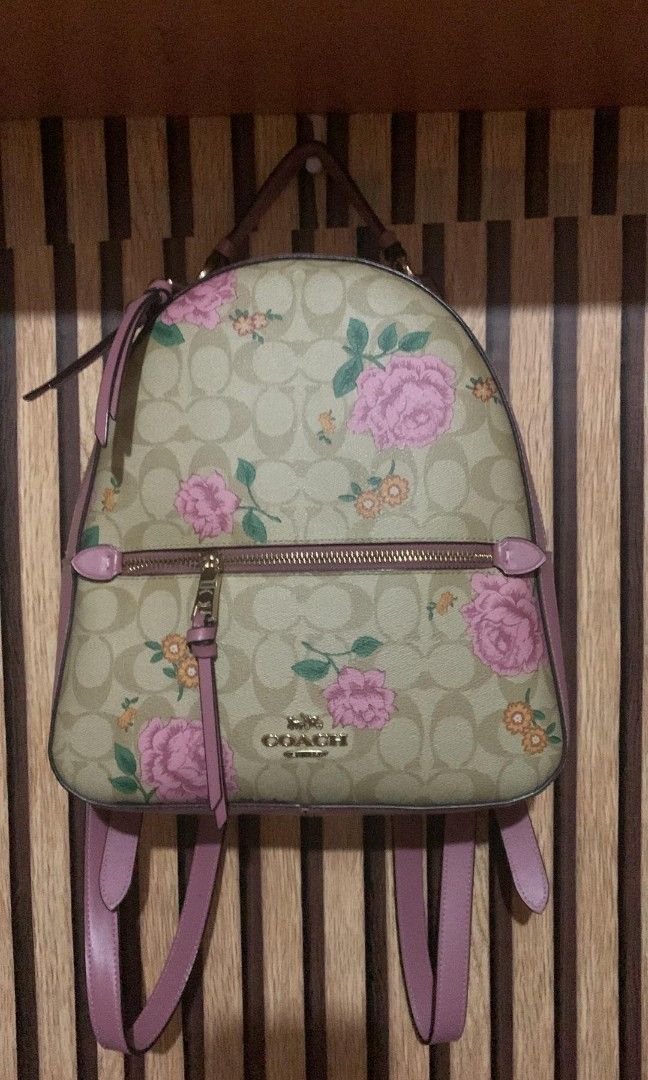 COACH JORDYN BACKPACK IN SIGNATURE CANVAS WITH PRAIRIE ROSE PRINT ...