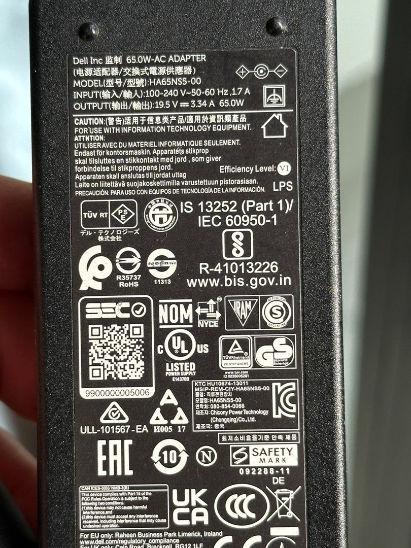 Dell charger CN-02D1TJ-CH600-16L-04GL-A00, Computers & Tech, Laptops ...